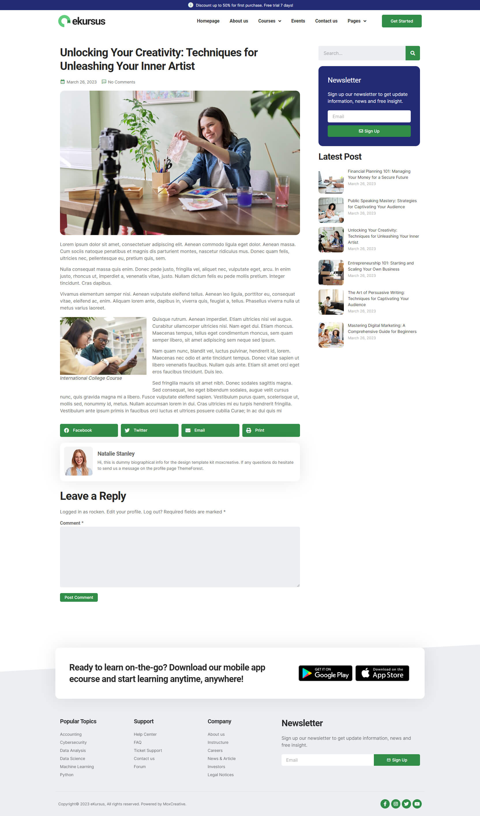 eKursus - Online Course & Education Elementor Template Kit by moxcreative